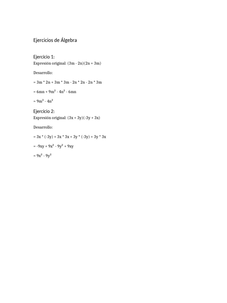 Ejercicios Algebra1 | PDF