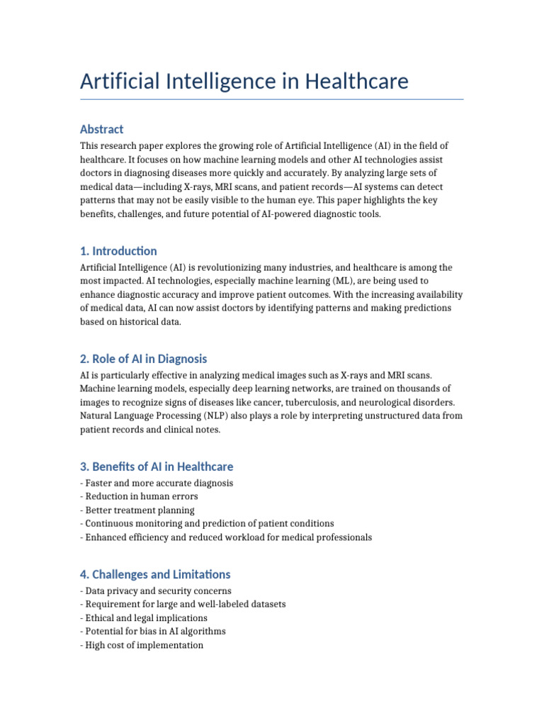 AI in Healthcare Research Paper | PDF | Artificial Intelligence ...