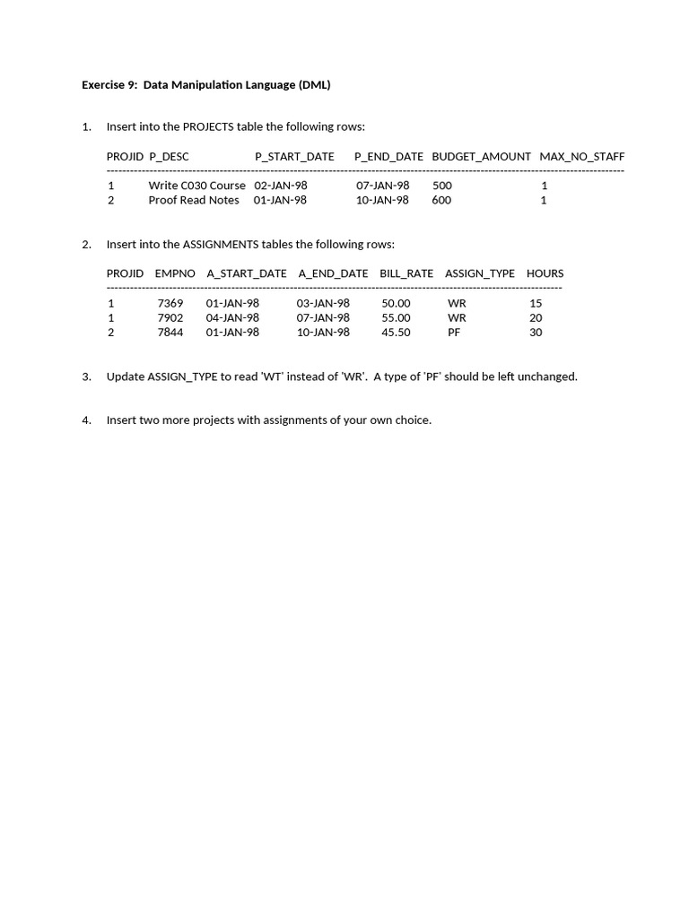 Exercise 9 DML | PDF