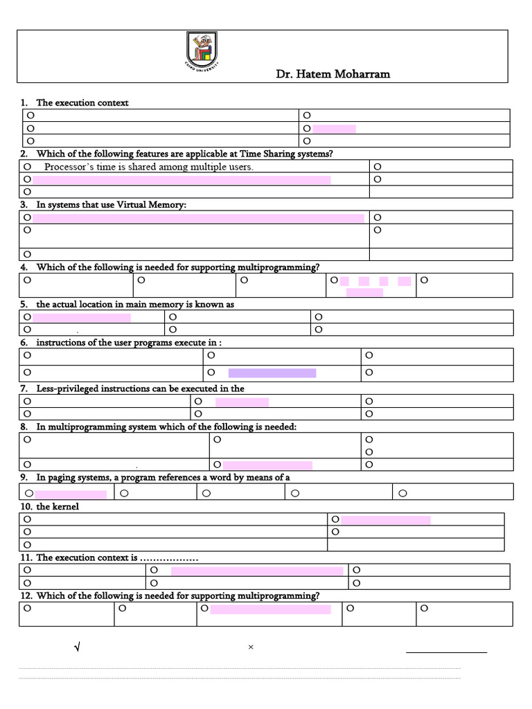 Sheet2 Chapter2 Os (1) | PDF | Operating System | Scheduling (Computing)
