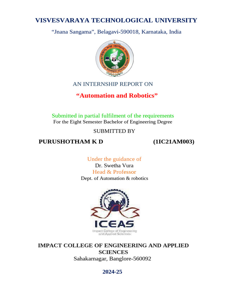 Internship - Report Purushotham | PDF | Arduino | Automation