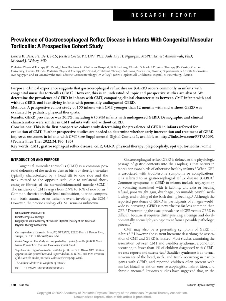 GERD Prevalence in Infants with CMT | PDF | Gastroesophageal Reflux ...