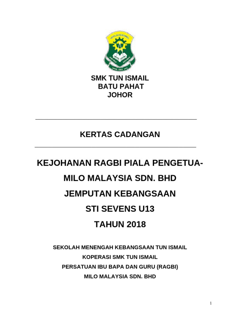 Kertas Kerja Sti Sevens 2018 | PDF