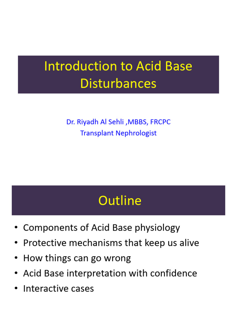 Simple Acid Base - Dr. Riyadh 2 | PDF | Bicarbonate | Physiology