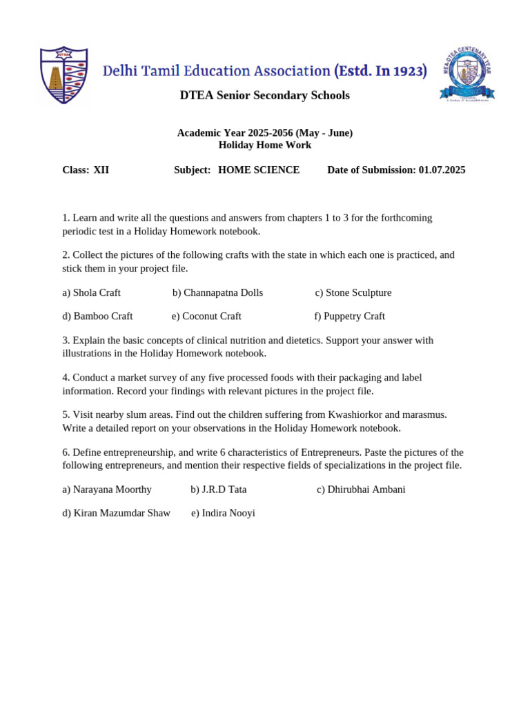 Class 12 Home Science HHW | PDF