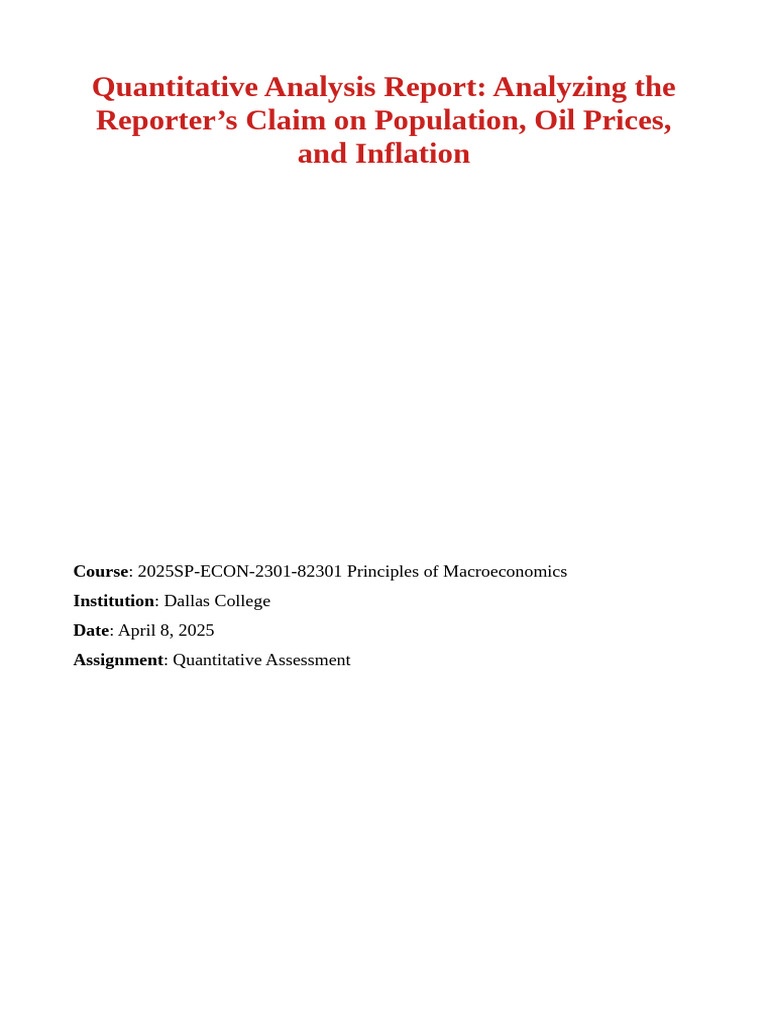 Quantitative Analysis Report | PDF | Cost Of Living | Inflation