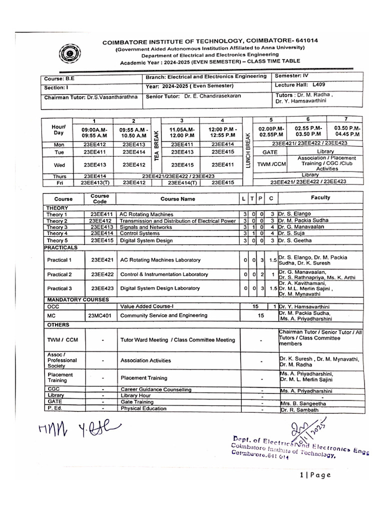 Revised Tt - IV Sem - Eee,Ece,It (1) | PDF | Electronics | Engineering