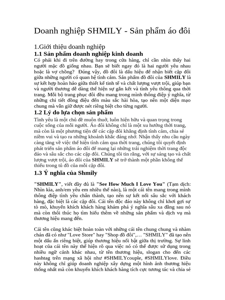 Doanh Nghiệp SHMILY | PDF
