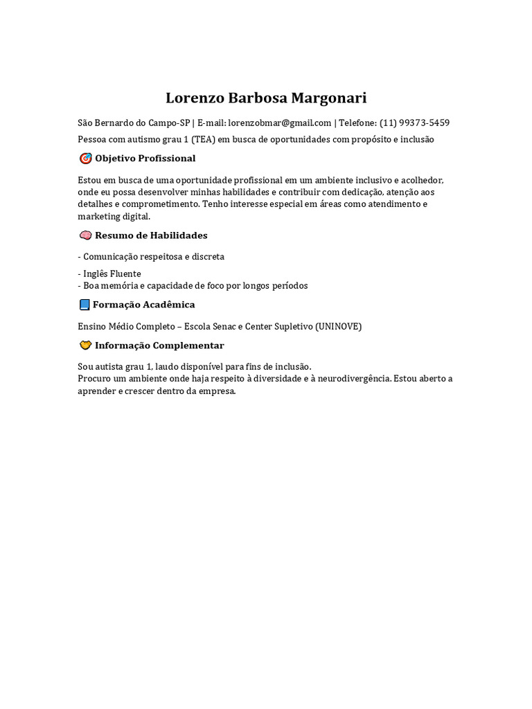 Curriculo Lorenzo | PDF