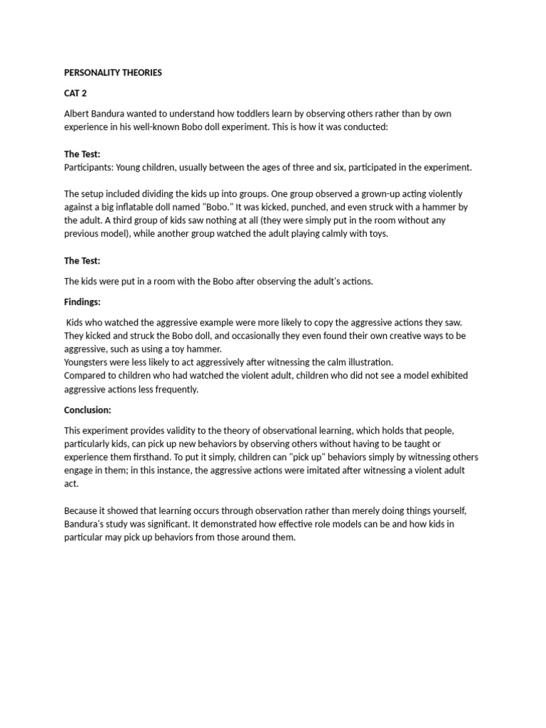 Personality Theories | PDF