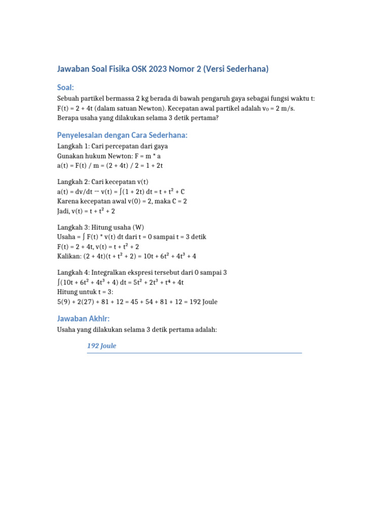 Jawaban Sederhana Soal OSK 2023 No 2 | PDF