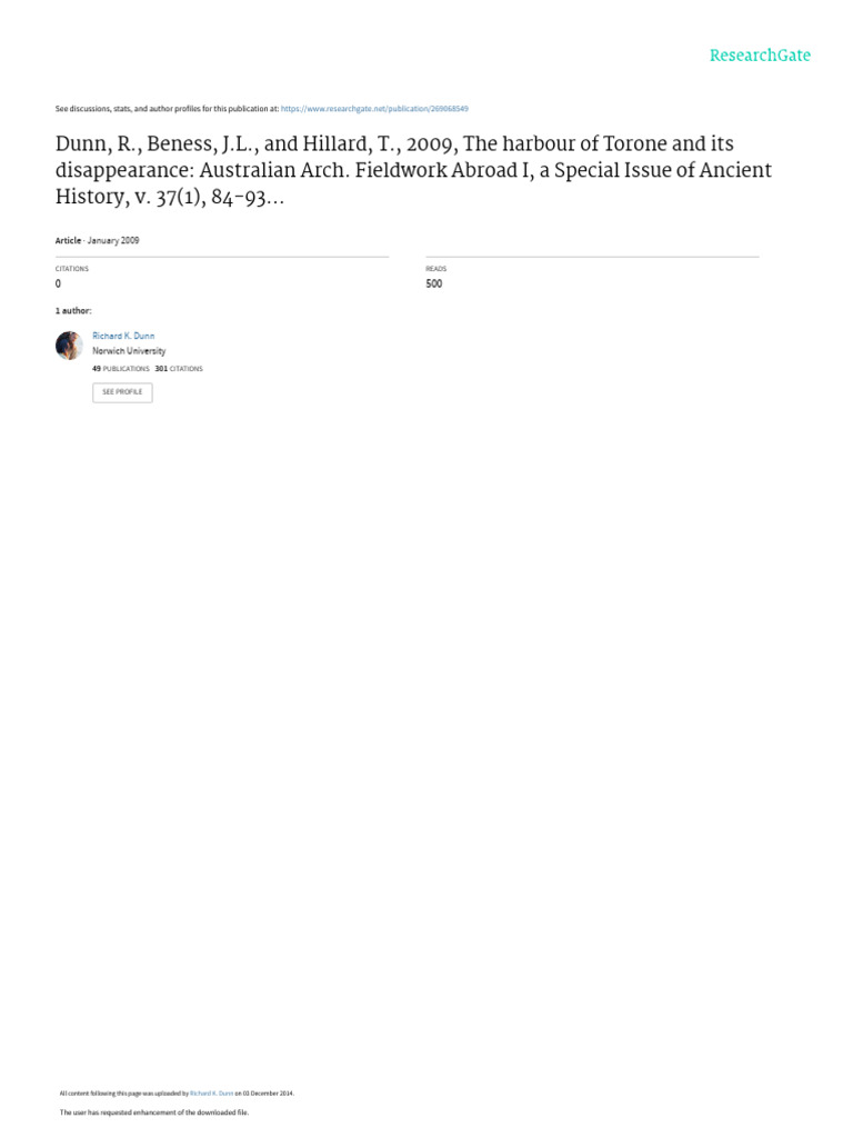 The Harbour of Torone and Its Disappearance《托罗内港及其消失：澳大利亚考古学。国外实地考察 I ...