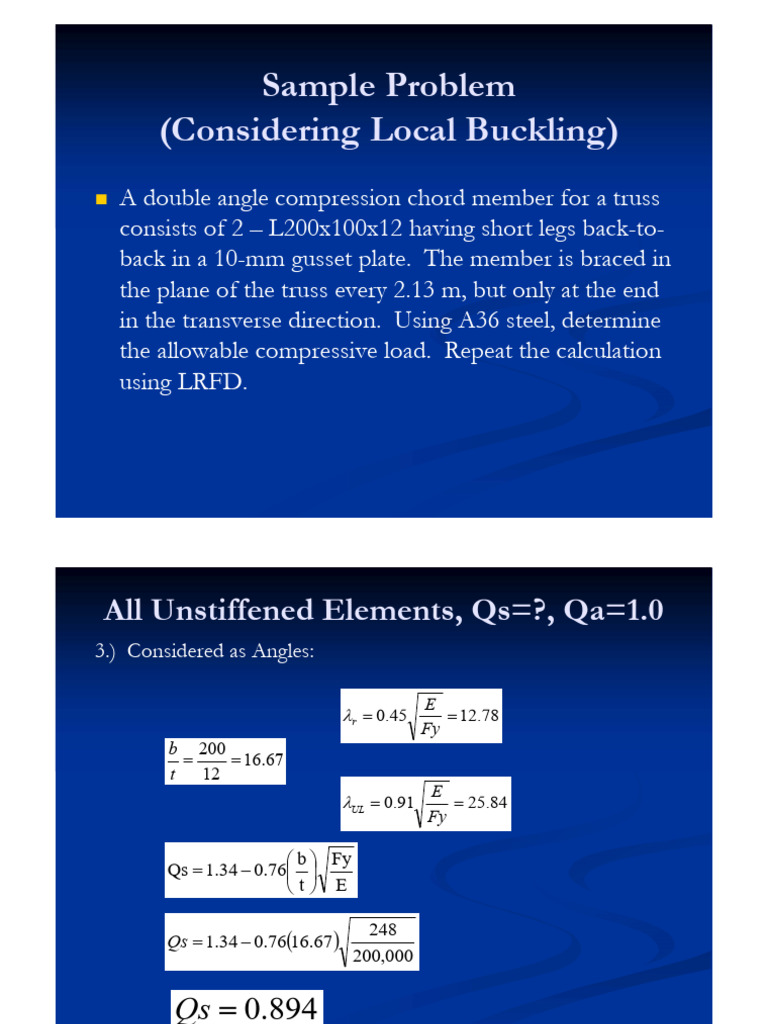 Example - Compression Member Prone To Local Buckling | PDF