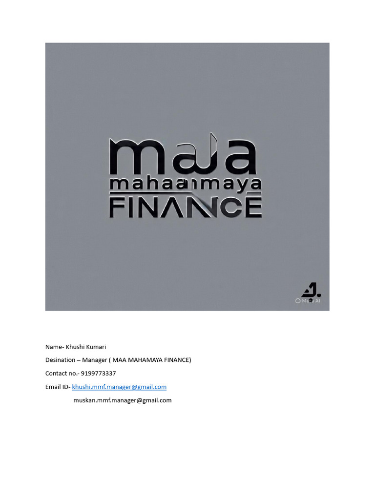 Maa Mahamaya Finance JD | PDF | Internship | Job Hunting