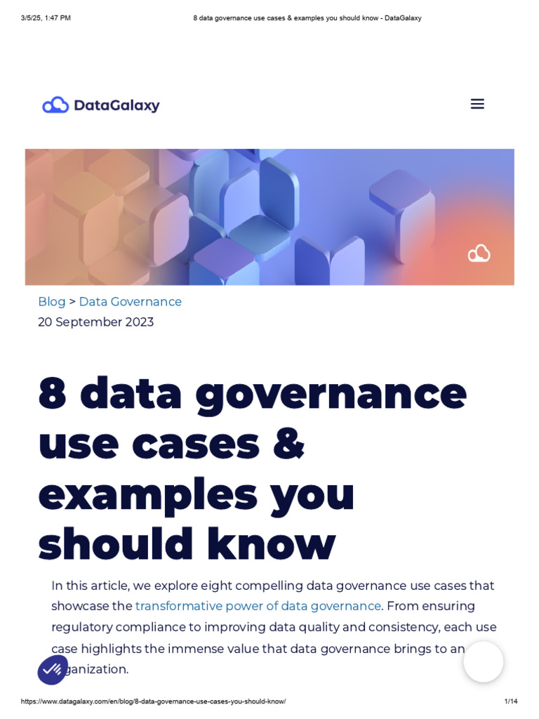 8 Data Governance Use Cases & Examples You Should Know - DataGalaxy | PDF | Governance ...