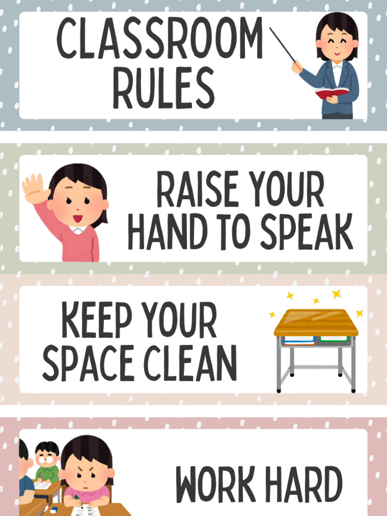 Classroom Rules Flashcards in Neutral Colours Cute Style - 20250604 ...