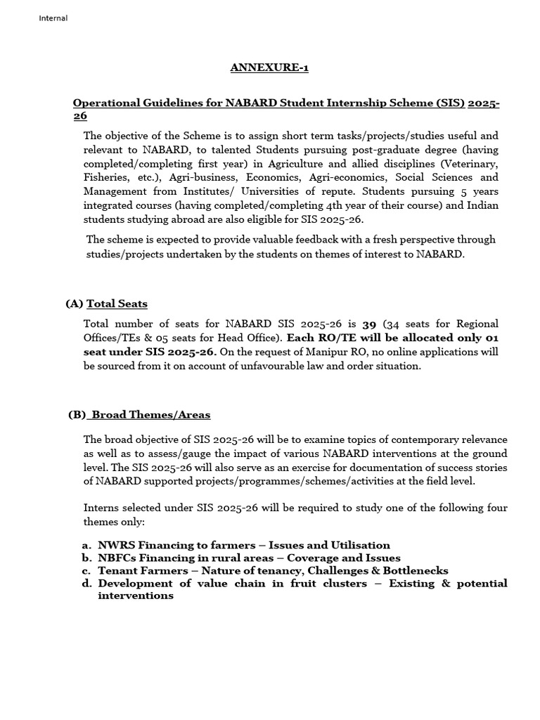 NABARD SIS Guidelines 2025-26 | PDF