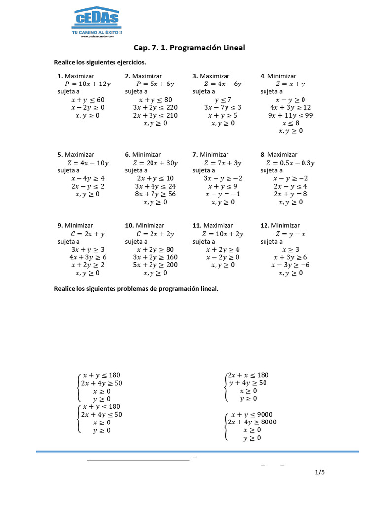 Cap. 7. 1. Programación Lineal | PDF