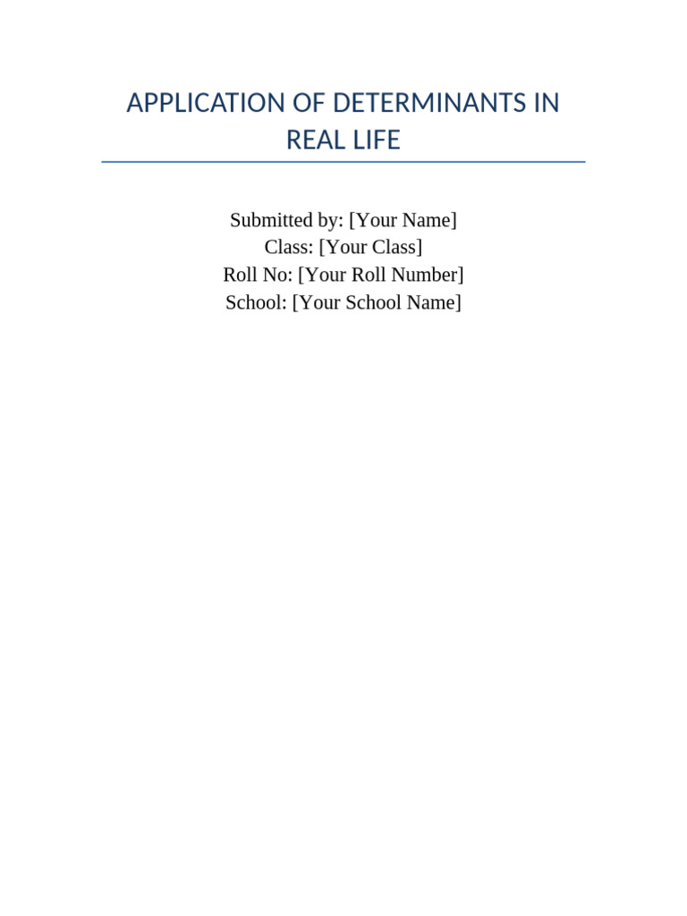 Final Application of Determinants Project | PDF | Determinant | Matrix ...