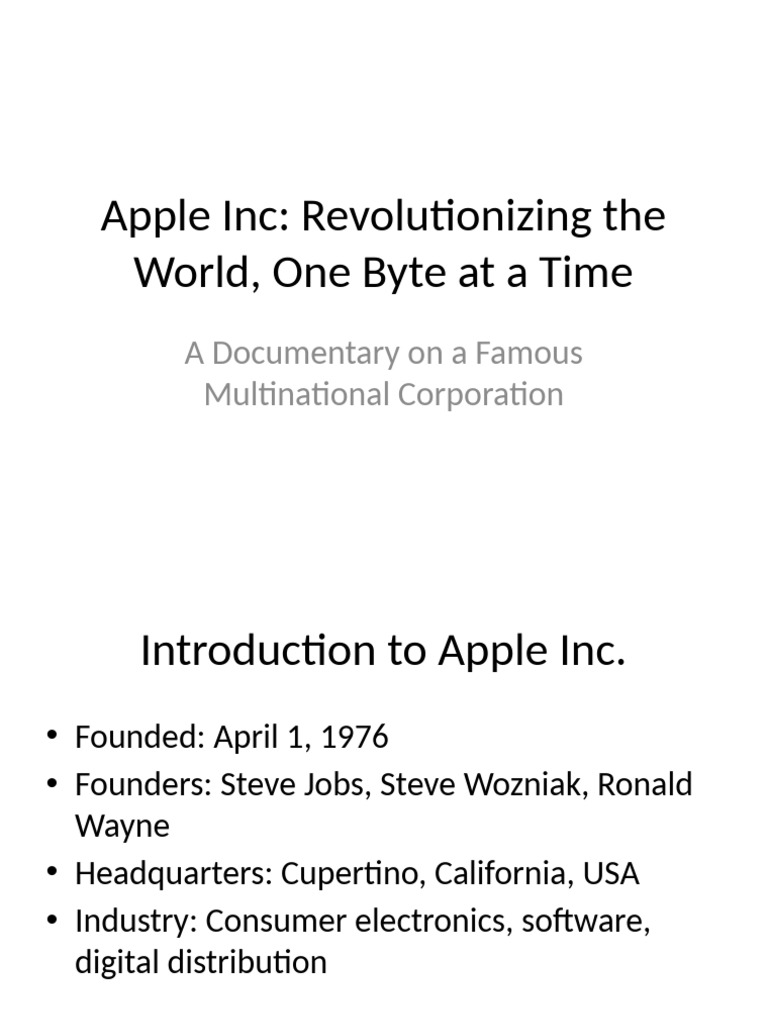 Apple Inc Documentary Presentation | PDF