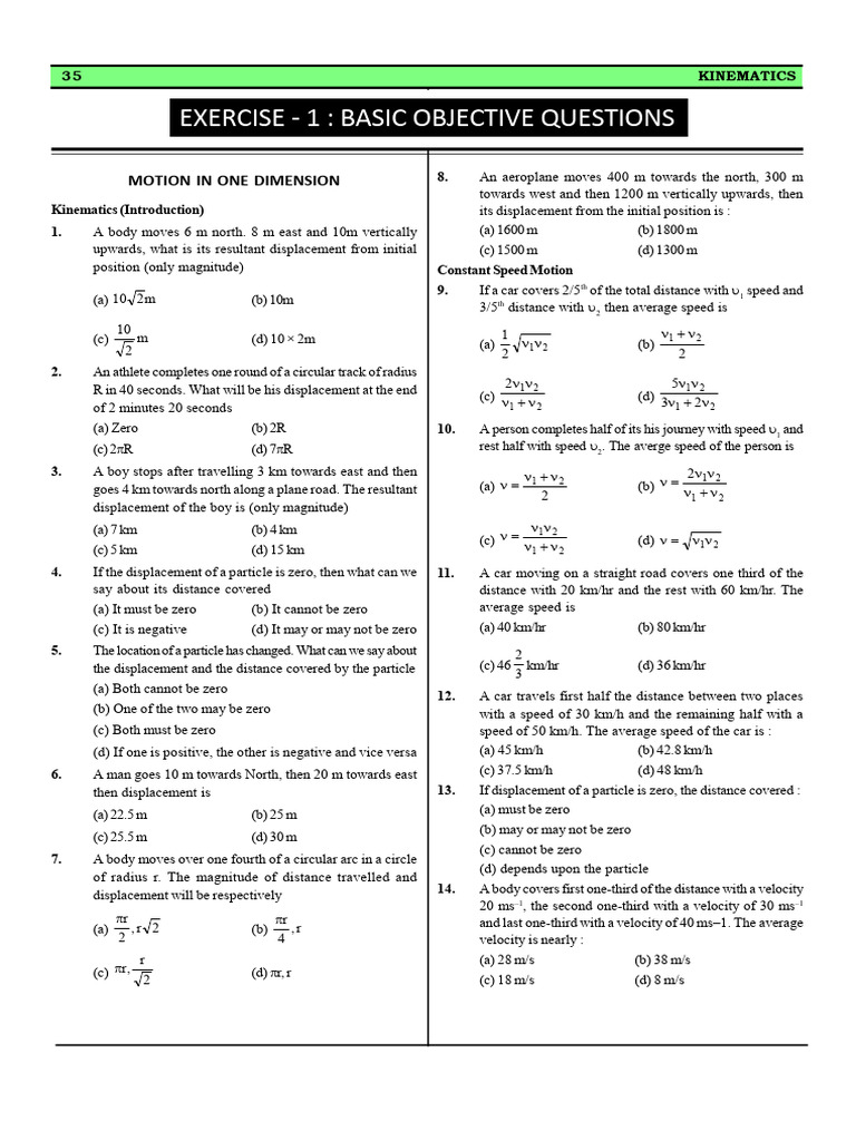 Kinematics Assignment For KCET | PDF | Acceleration | Projectiles