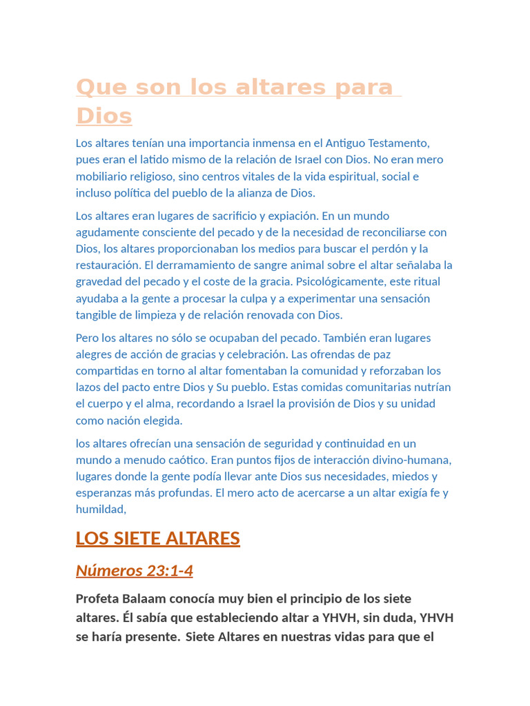 Los Siete Altares de Dios | PDF | Pecado | Altar