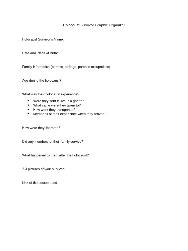 Holocaust Survivor Graphic Organizer | PDF