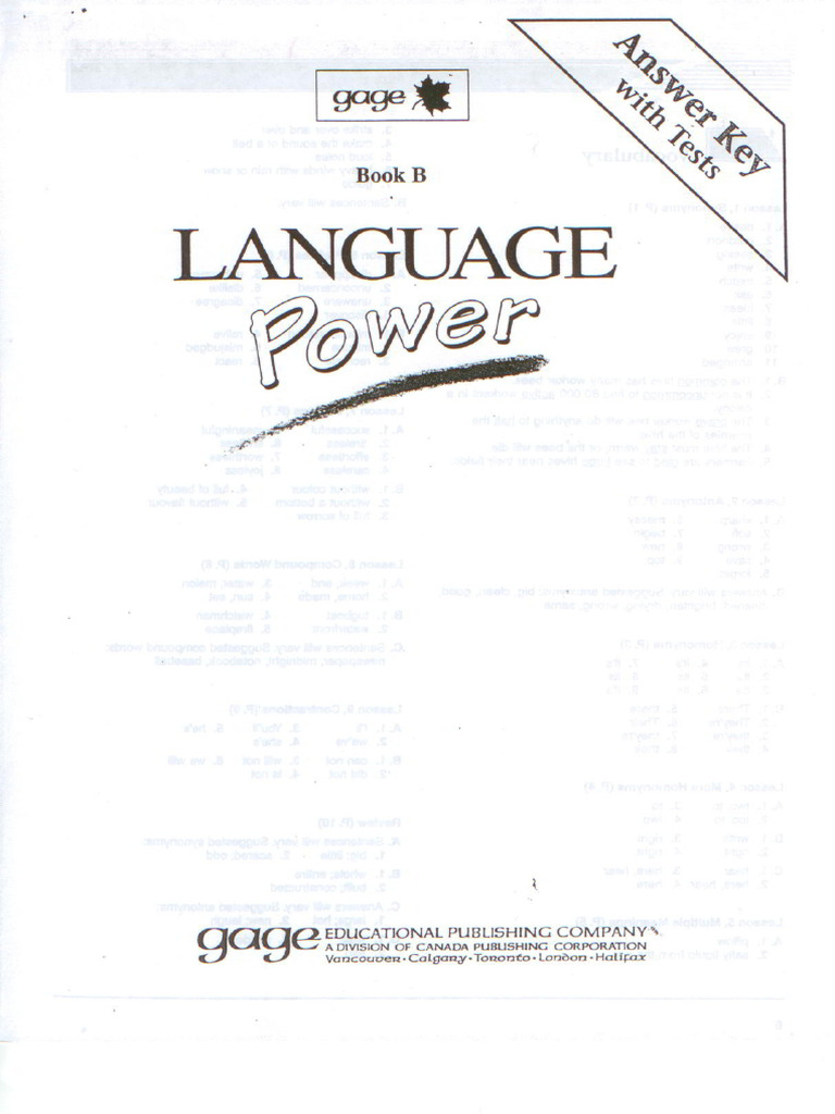 Language Power B Answer | PDF