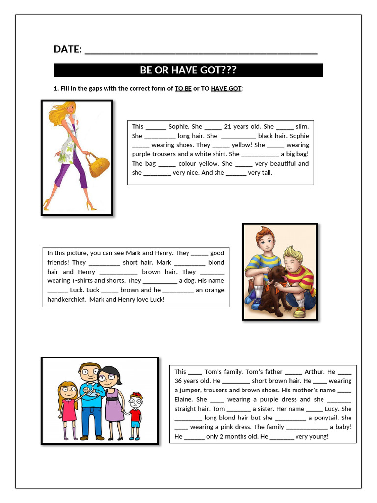 Be or Have Got Reading Comprehension Exercises - 91628 | PDF