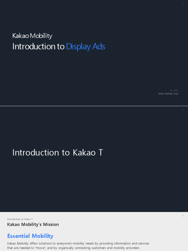 KakaoMobility - Intro To Display Ad - v5.17 ENG - 2410 | PDF | E Commerce | Marketing