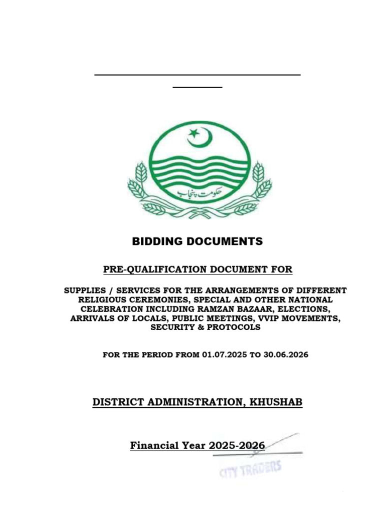 Office of The Deputy Commissioner Khushab: Bidding Documents | PDF | Lunch | Taxes