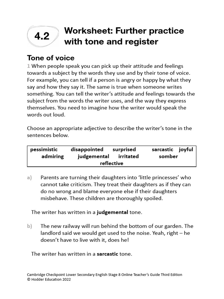 Practice With Tone and Register | PDF
