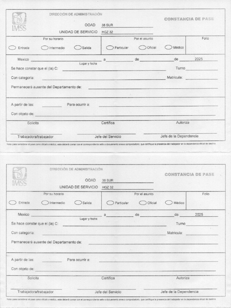 Formato de Pase | PDF