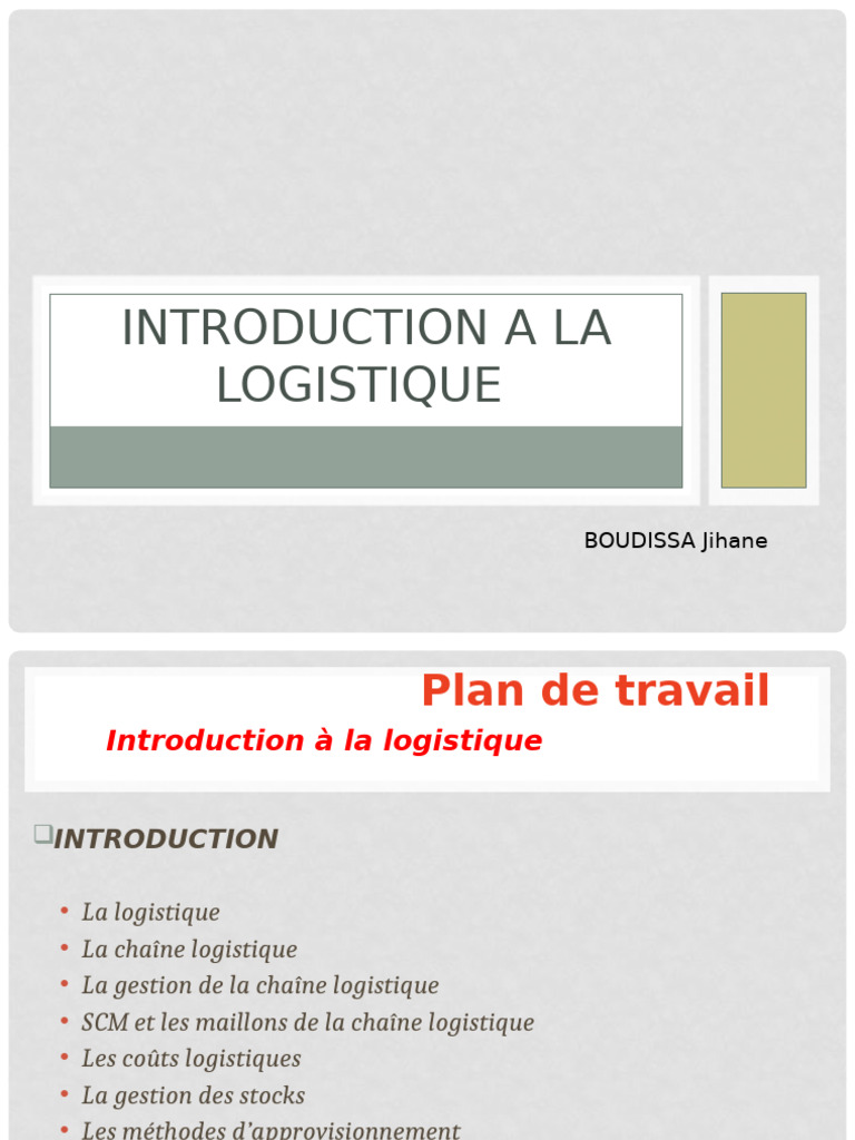 Introduction Ã la logistique | PDF | Logistique | Gestion de la chaîne logistique