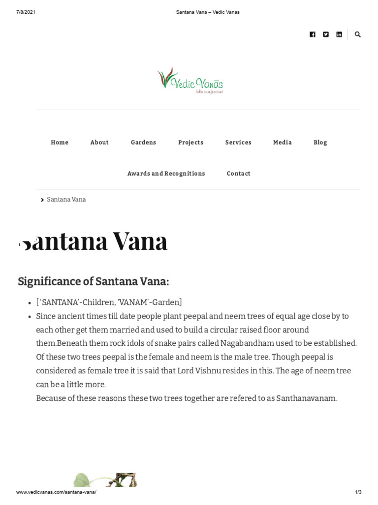 Santana Vana - Vedic Vanas | PDF | Plants | Trees