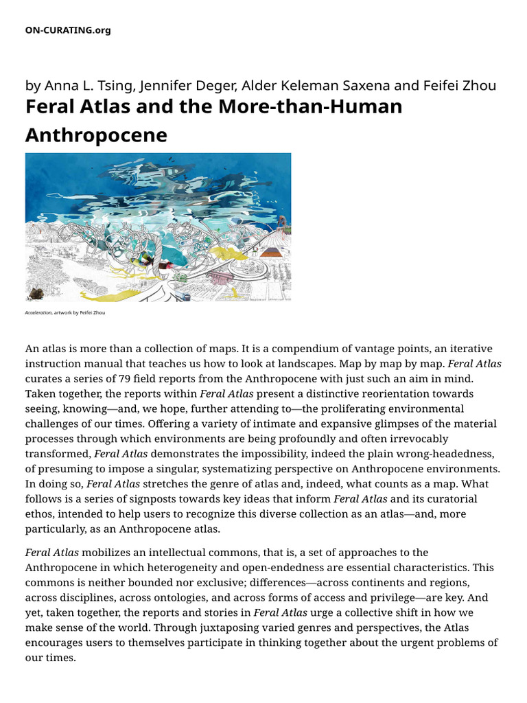 Anna Tsing Et Al, Feral Atlas and The More-than-Human Anthropocene | PDF | Anthropocene | Ecology