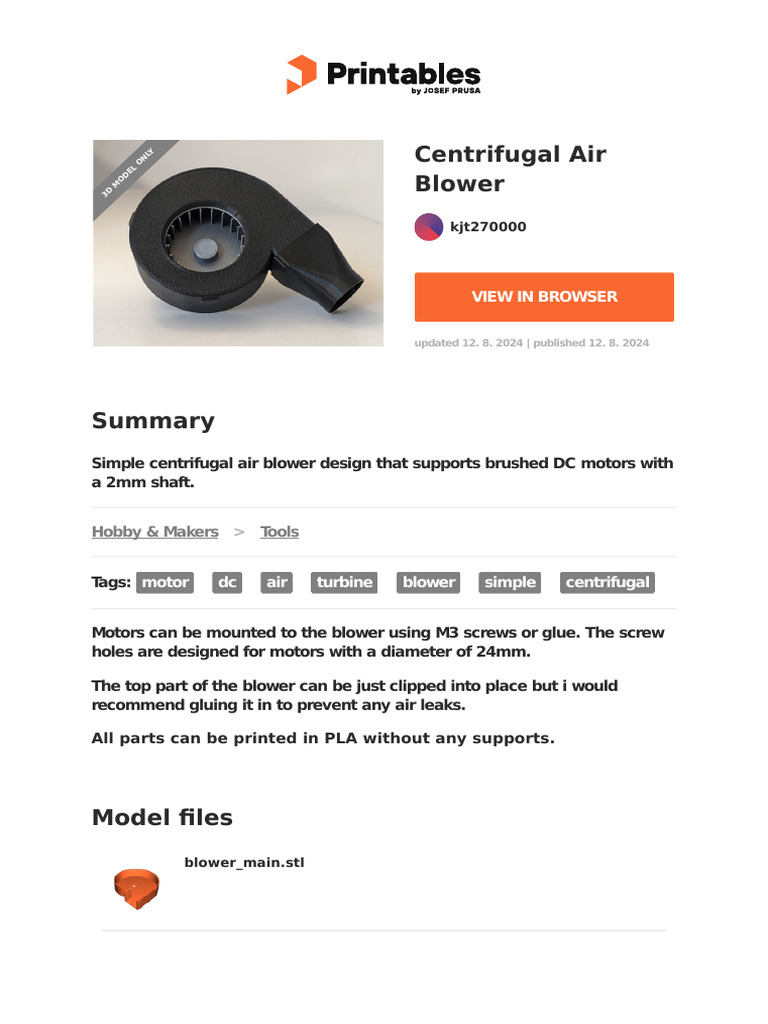 Centrifugal Air Blower | PDF