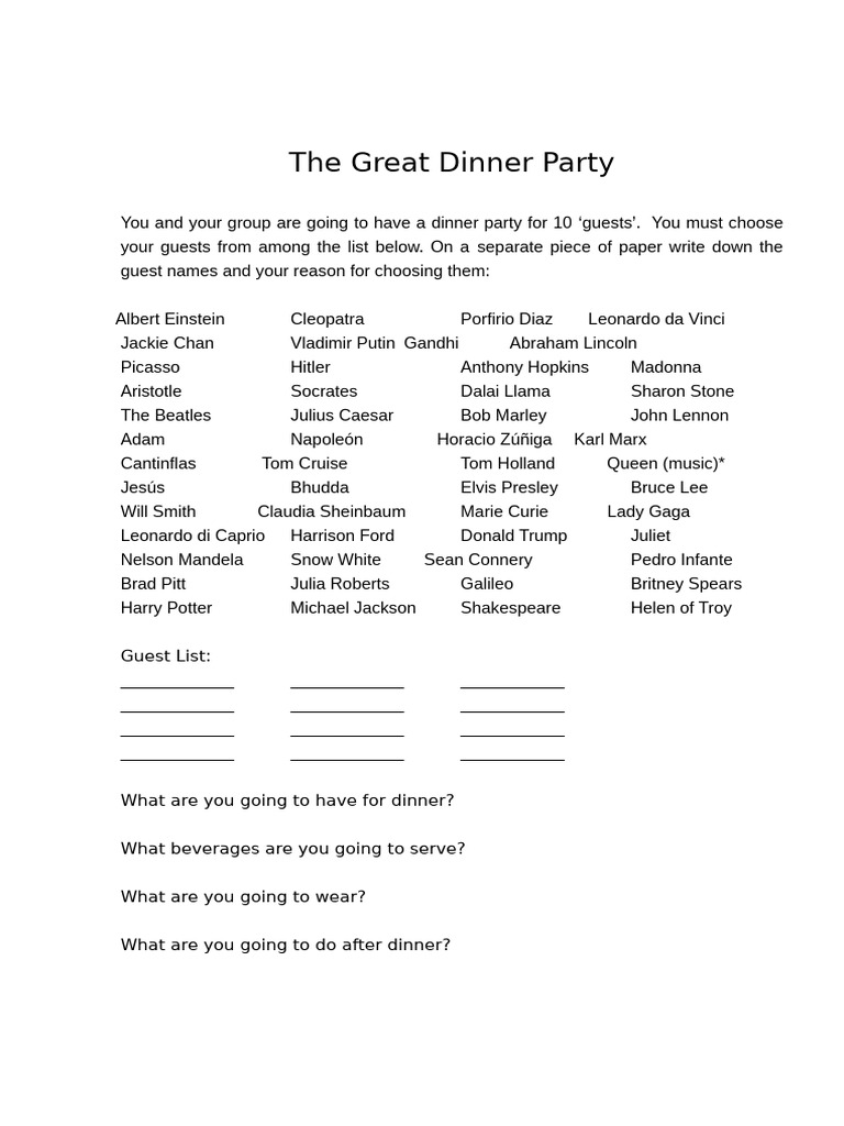 Dinner Party Guest Selection Guide | PDF