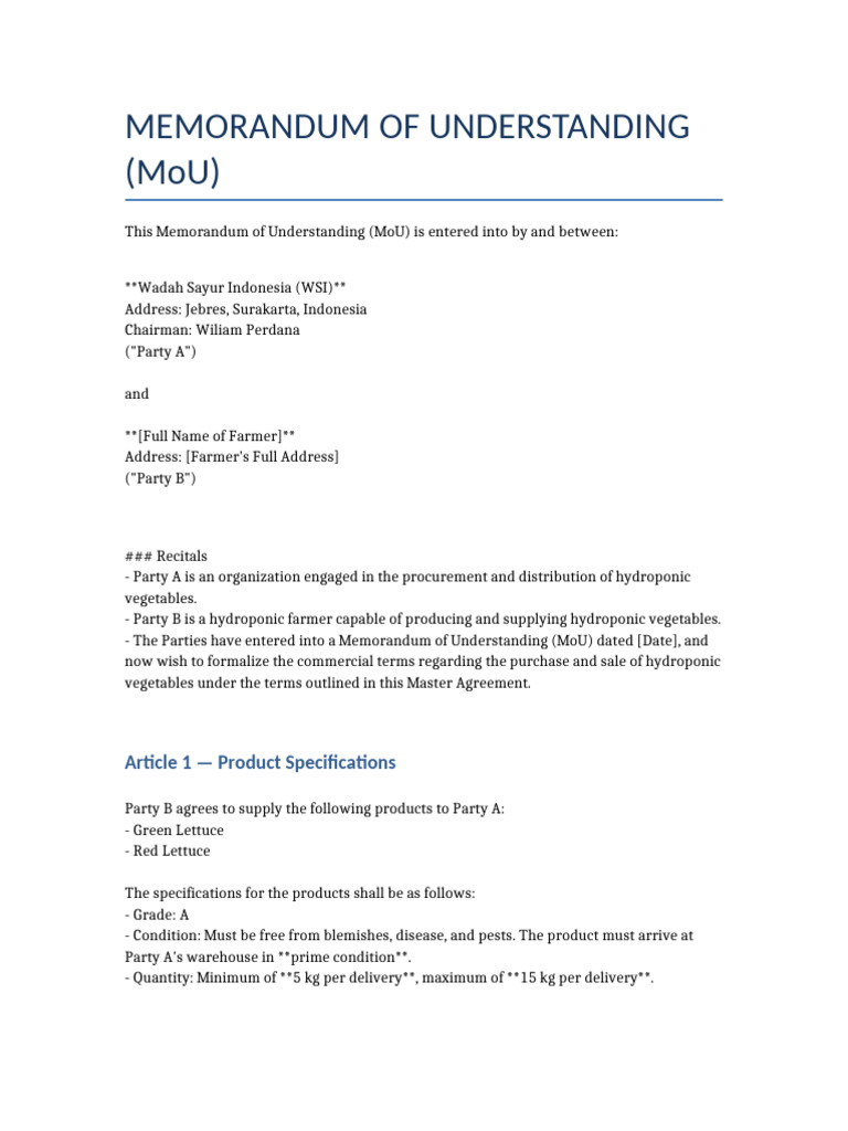 Memorandum of Understanding MoU | PDF | Breach Of Contract | Mediation
