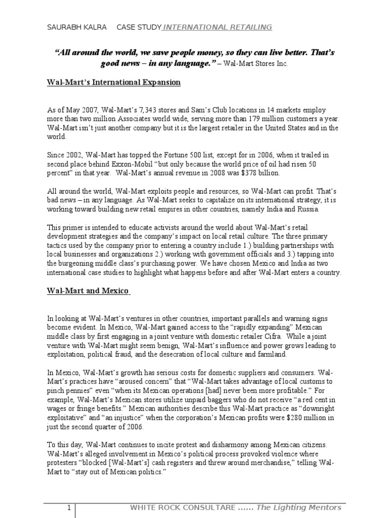Walmart Case Study | PDF | Walmart | Retail