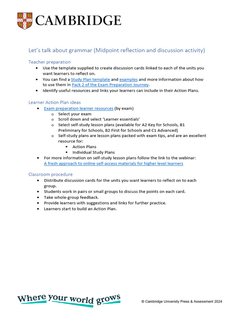 Grammar Discussion and Action Plan Guide | PDF | Lesson Plan | Behavior ...