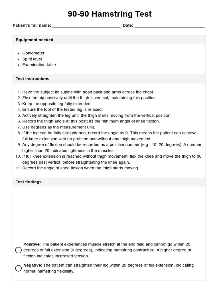 90-90 Hamstring Flexibility Assessment | PDF