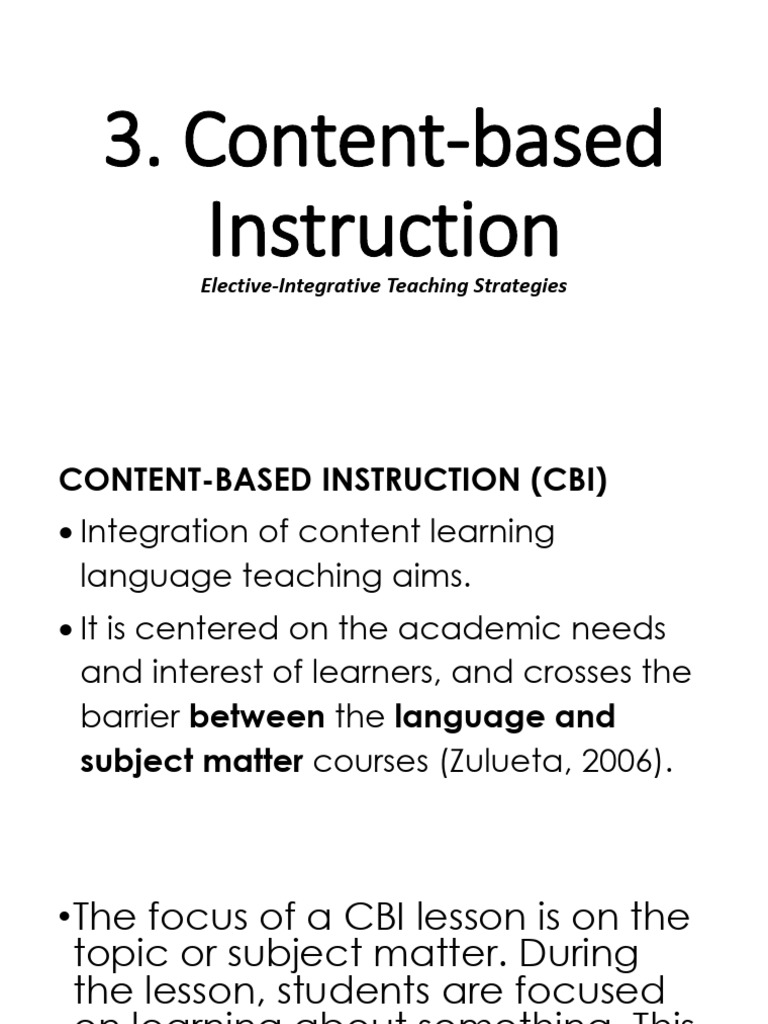 Content-Based Instruction Strategies | PDF | Learning | Behavior ...
