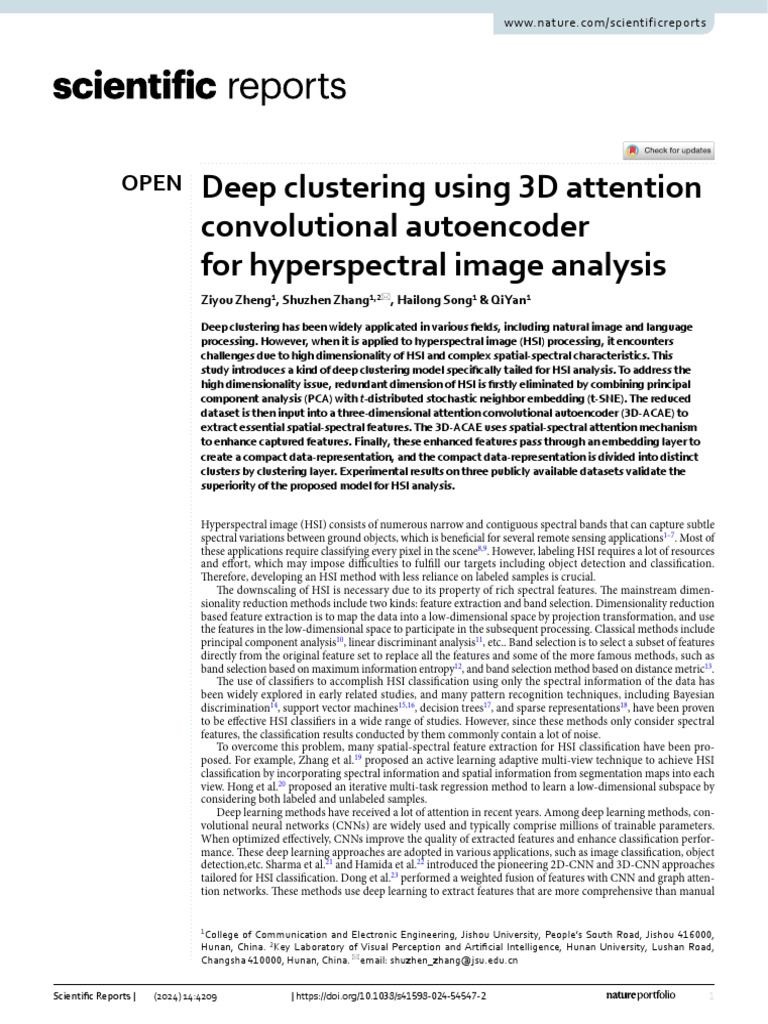 Deep Clustering Using 3D Attention | PDF | Deep Learning | Principal Component Analysis
