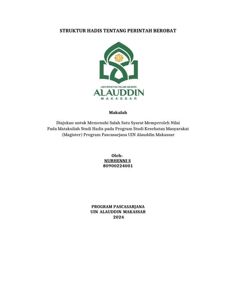 Struktur Hadis Perintah Berobat | PDF