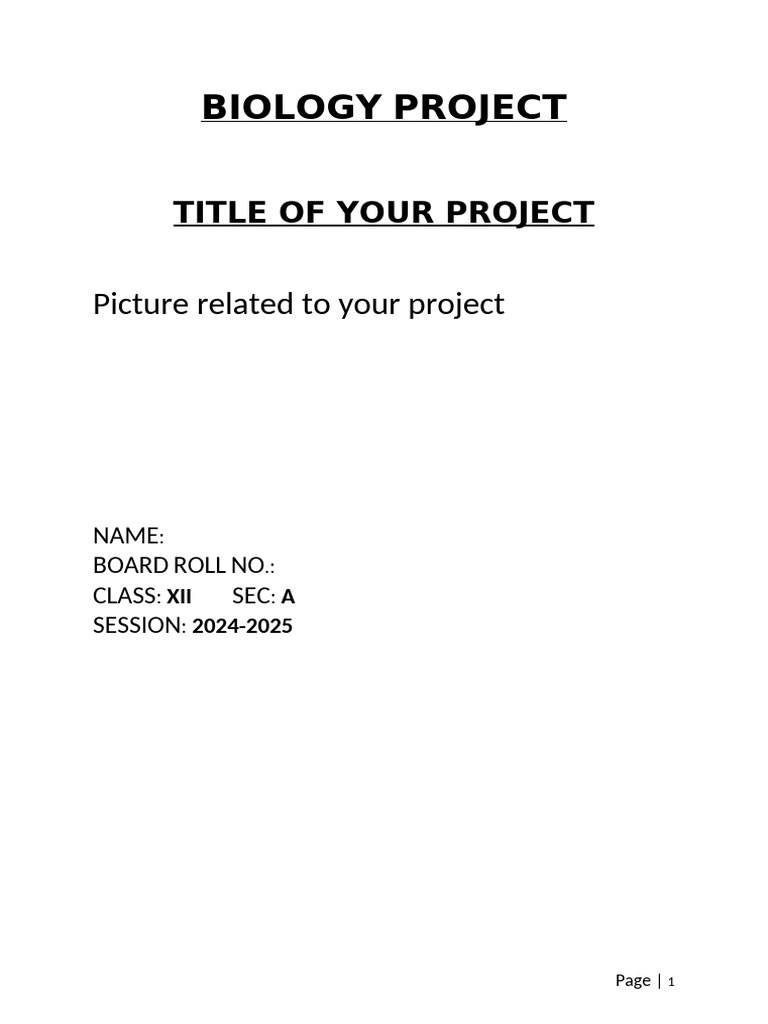 Biology Project Front Page Template | PDF