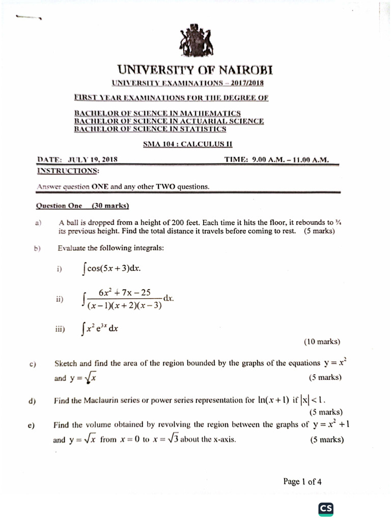 Testpapers Calculus2 | PDF
