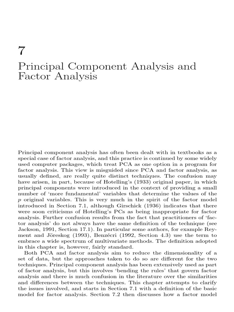 Principal Component Analysis and Facto Analysis | PDF | Principal Component Analysis | Factor ...