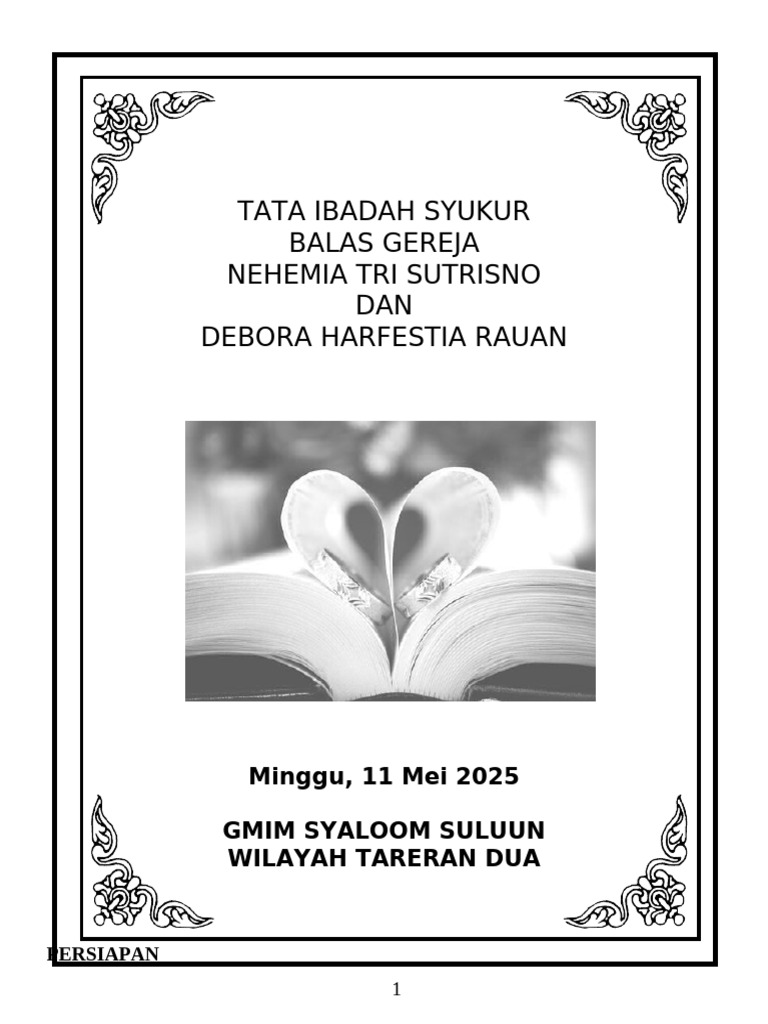 Tata Ibadah Balas Gereja Nehemia Dan Debora Rauan | PDF