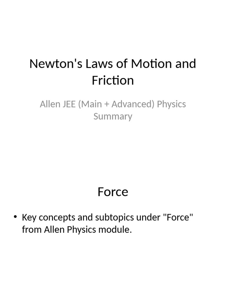 Newtons Laws and Friction Allen Summary | PDF
